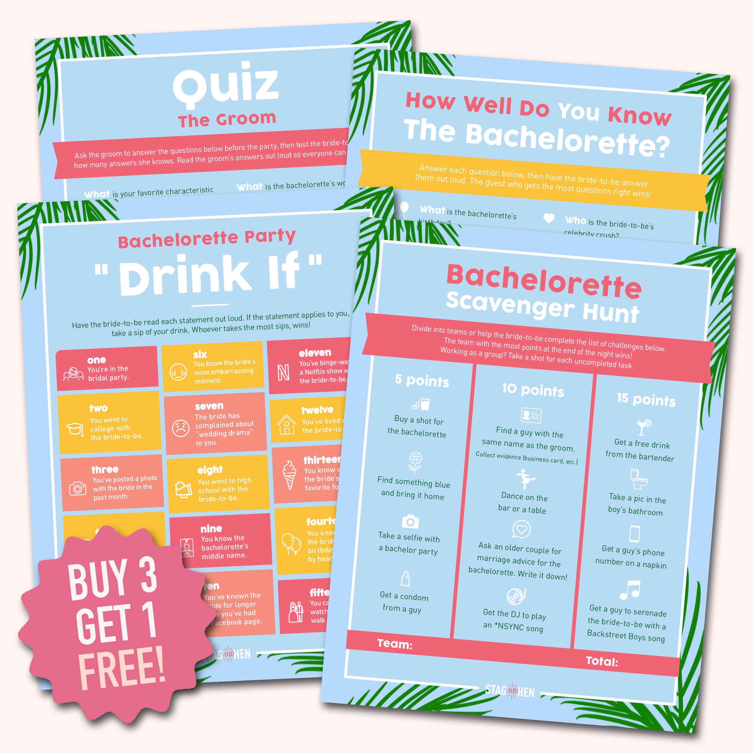 Beach Bachelorette Party Games (Digital PDF Download) | Stag & Hen