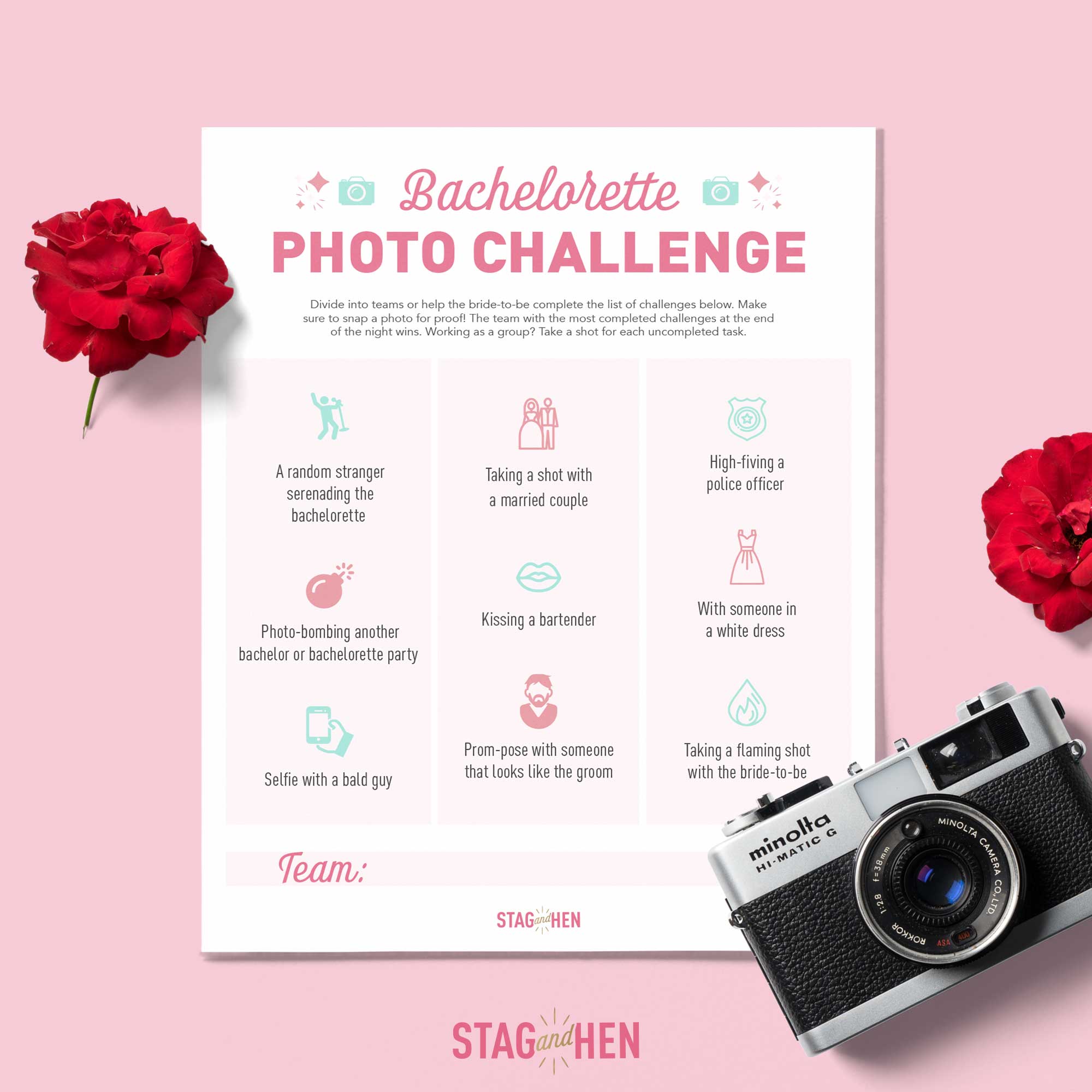 Bachelorette Party Game Printable - Photo Challenge – Stag & Hen